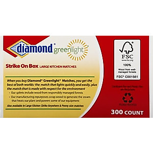Diamond Greenlight Strike on Box Matches, 300 Count, 3 Pack