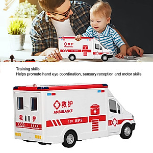 TYTOGE Ambulance Toy Car Alloy High Simulation Friction Powered Wheels Emergency Vehicle Toy with Light and Sound for Kids