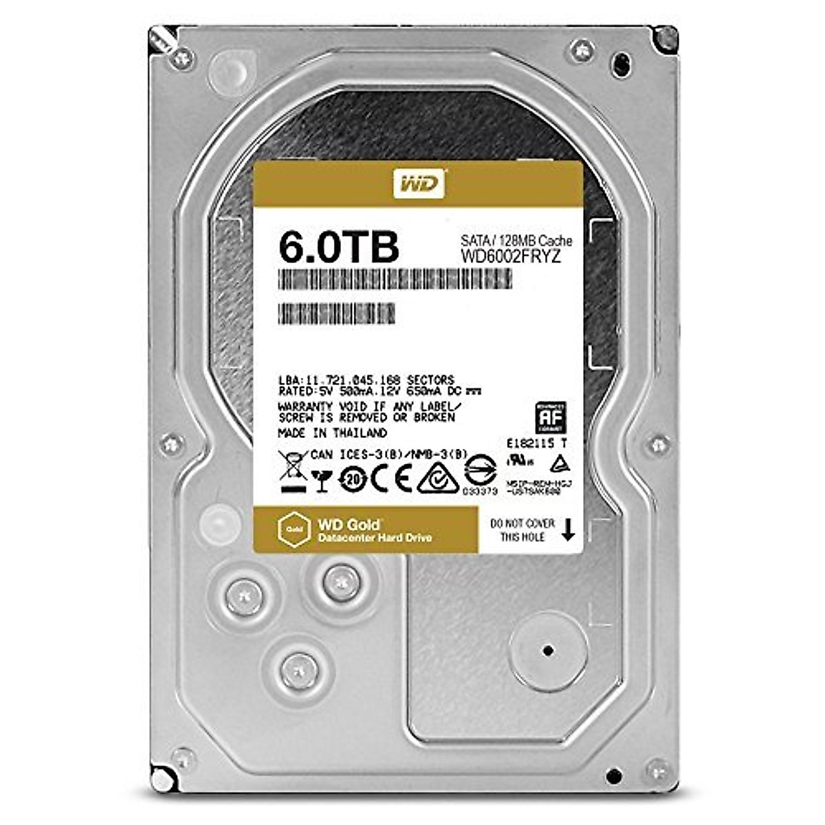WD Gold 6TB Enterprise Class Hard Disk Drive - 7200 RPM Class SATA 6 Gb/s 128MB Cache 3.5 Inch - WD6002FRYZ (Renewed)