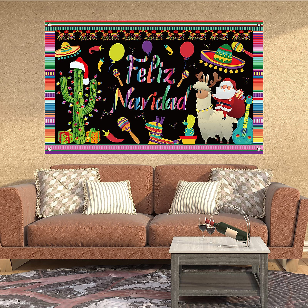 Feliz Navidad Decorations Feliz Navidad Backdrop for Photography Mexican Christmas Banner Christmas Decorations and Supplies for Home Party-71×43''