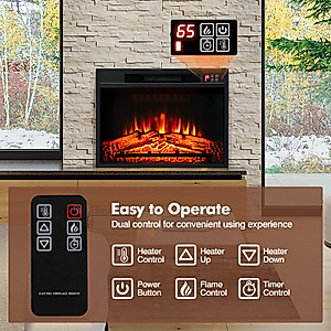 GOFLAME 23” Electric Fireplace Insert, Recessed Fireplace Heater with Remote Control & Touch Screen, Wall Mounted Electric Fireplace with Adjustable Flame Brightness and Timer, Overheating Protection