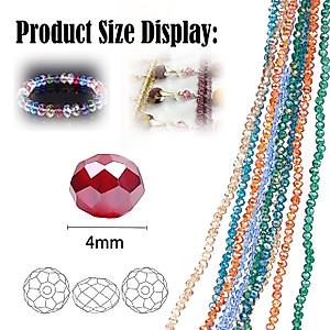 10 Strands 4mm Rondelle Crystal Glass Beads, Micro 48 Faceted Tiny Glass Beads Diamond Cut Gemstone Strand Loose Beads Sparkly Beads for DIY Jewelry Making,Gold
