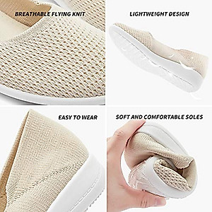 hash bubbie Women's Casual Sneakers Slip on Mesh Tennis Shoes Work Nurse Flat Shoes（Mesh Beige.US8）