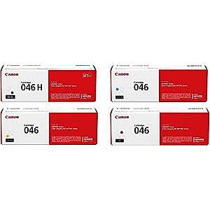 Canon 046 Toner Cartridge ImageCLASS LBP654Cdw, LBP654Cx, MF731Cdw, MF733Cdw, MF735Cdw - High Yield Black and Standard Yield Cyan, Magenta and Yellow - 4 Pack in Retail Packaging