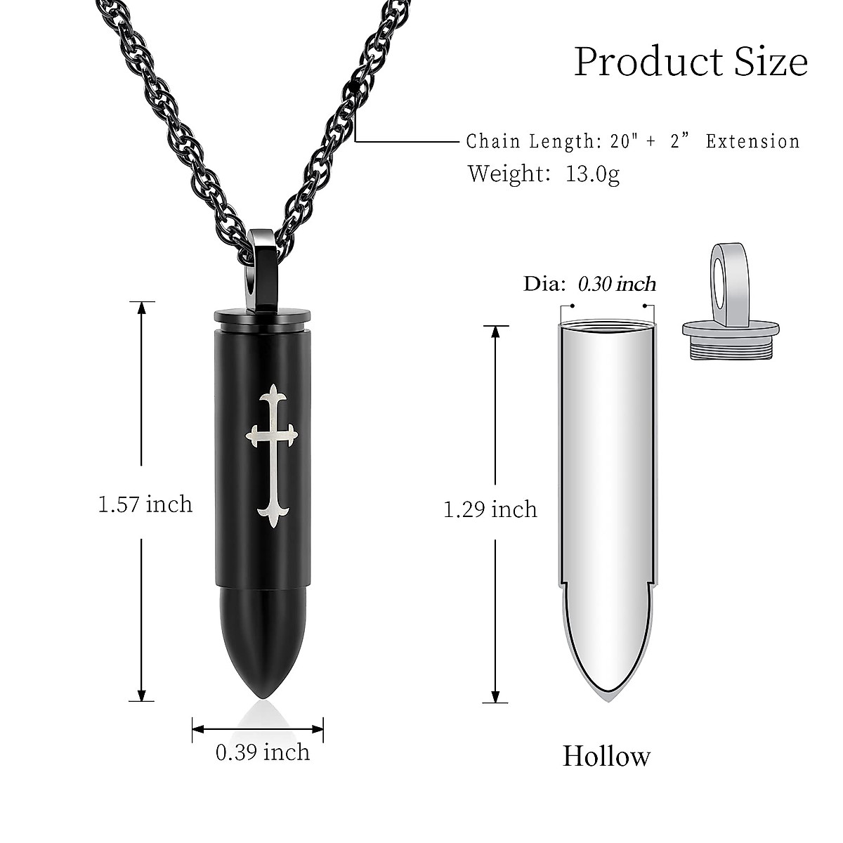 shajwo Cremation Jewelry Bullet Urn Ashes Necklace for Women Men Cylinder Keepsake Memorial Locket Pendant Ash Holder,Dad