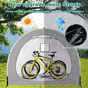 HHUK Bicycle Tent Cover,Bike Storage Shed,Portable Outdoor Waterproof Tents Bicycle Shelter with A Snowflake Tool and Combination Lock,for Store 2 Bikes or Tricycle or Gardening Tools (Silver Gray)
