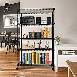 YSSOA Heavy Duty 5-Shelf Shelving Unit, 30" W x 14" D x 61" H, 5 Tier, Black, 1 Pack, 1 Pack