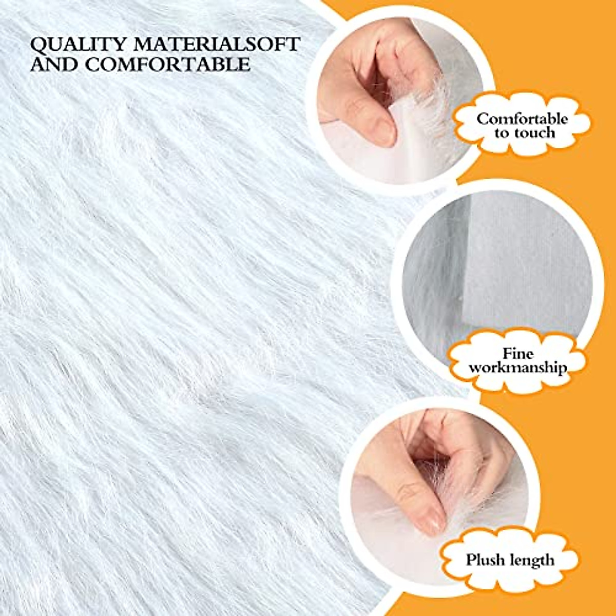Qi propitious 4 Pieces 10 x 10 Inch Faux Fox Fur, Fluffy Fabric Squares Bulk, Shaggy Fur Patches Fake Fur for Crafts, Sewing Costume, Chair Cover, Seat Cushion