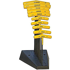 Bondhus 13190 Set of 10 Balldriver and Hex T-handles with Stand, sizes 3/32-3/8-Inch