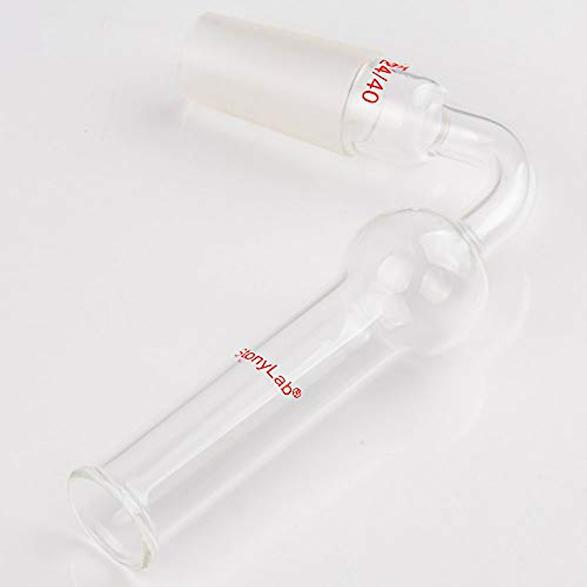 stonylab Glass 75 Degrees Drying Tube, Borosilicate Glass Bent Drying Tube Adapter with Inner 24/40 Standard Taper Joint for Organic Synthesis Chemistry Laboratory Lab Supply, Angled at 75 Degrees