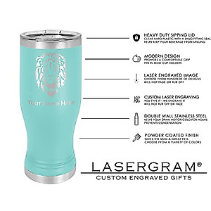 LaserGram 20oz Vacuum Insulated Pilsner Mug, Horse Head 1, Personalized Engraving Included (Teal)