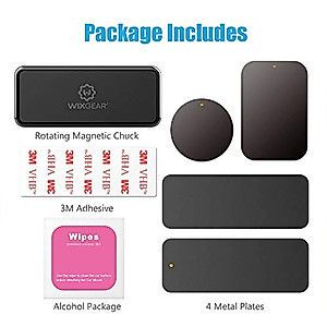 Magnetic Phone Car Mount WixGear Universal Stick On Rectangle Flat Dashboard Magnetic Car Mount Holder, for Cell Phones and Mini Tablets -Extra Strong with 10 Magnets!
