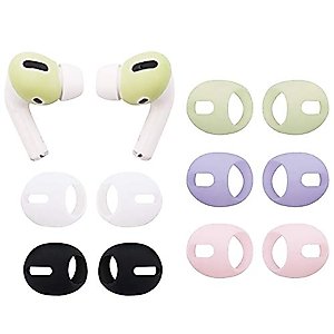 Rayker Fit in Case Eartips Replacement for Air pod Pro, 5 Pairs Soft Silicone Eartips Keep Air Pod Pro in Ear, Fit in Charging Case Design Air Pod Pro, 5 Pairs, White/Black/Pink/Purple/Green