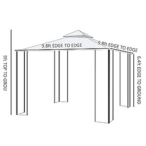 Outsunny 10' x 10' Patio Gazebo with Corner Frame Shelves, Double Roof Outdoor Gazebo Canopy Shelter with Netting, for Patio, Wedding, Catering & Events, Cream White