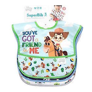 Bumkins Bibs, Disney Toy Story Baby Bibs for Girl or Boy, SuperBib Baby and Toddler Bib for 6-24 Months, Baby Bib for Eating, Feeding Bib, Waterproof Fabric