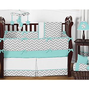 Turquoise and Gray Chevron Zig Zag Fabric Memory/Memo Photo Bulletin Board by Sweet Jojo Designs