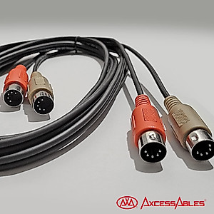 AxcessAbles 10ft MIDI Cable Dual 5-Pin to Dual 5-Pin. MIDI (Musical Instrument Digital Interface) Cable for Digital Keyboards, Synthesizers, Audio Interfaces. (MID-203 10ft)