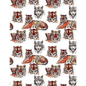 Multipurpose Notebook Composition Journal Diary - Tigers Tigers Tigers: Colorful and White Watercolor Tigers on White Background