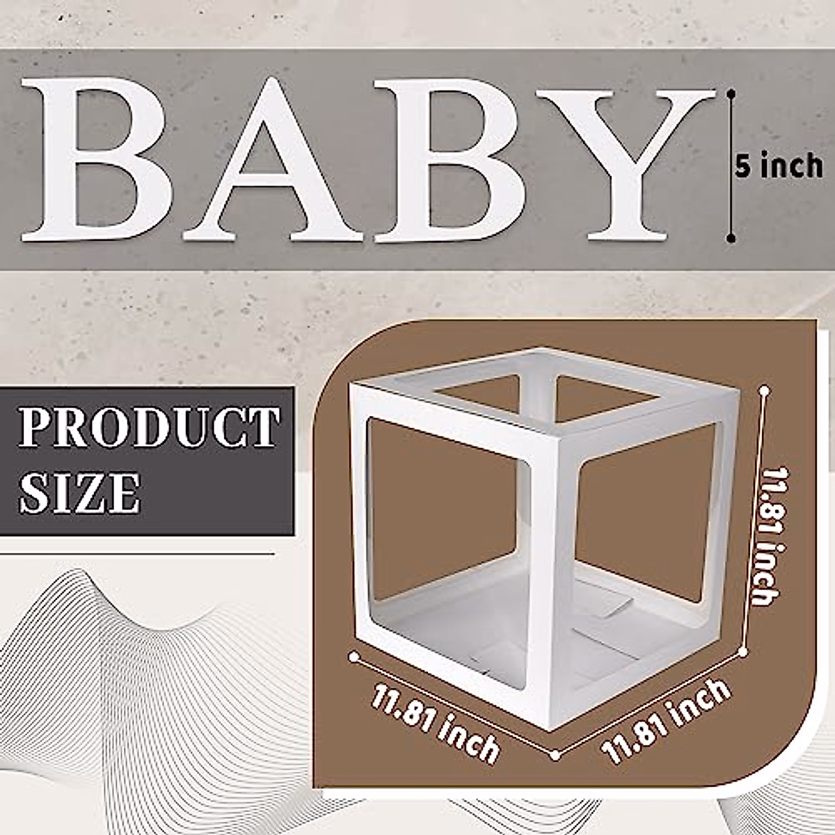 EAF Baby Boxes with Letters for Baby Shower, 4 Pcs Clear Balloon Blocks with 8 Letters for Gender Reveal Decorations and Baby Shower Decorations (White)