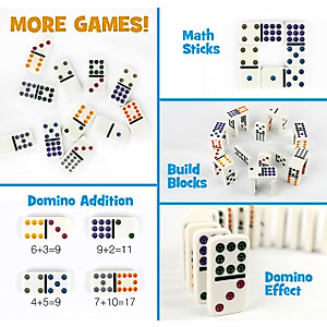 Regal Games - Double 12 Mexican Train Dominoes - Colored Dots Set - Fun Family-Friendly Dominoes Game - Includes 91 Tiles, Collector's Case & Plastic Hub w 9 Plastic Trains - Ideal for 2-8 Players