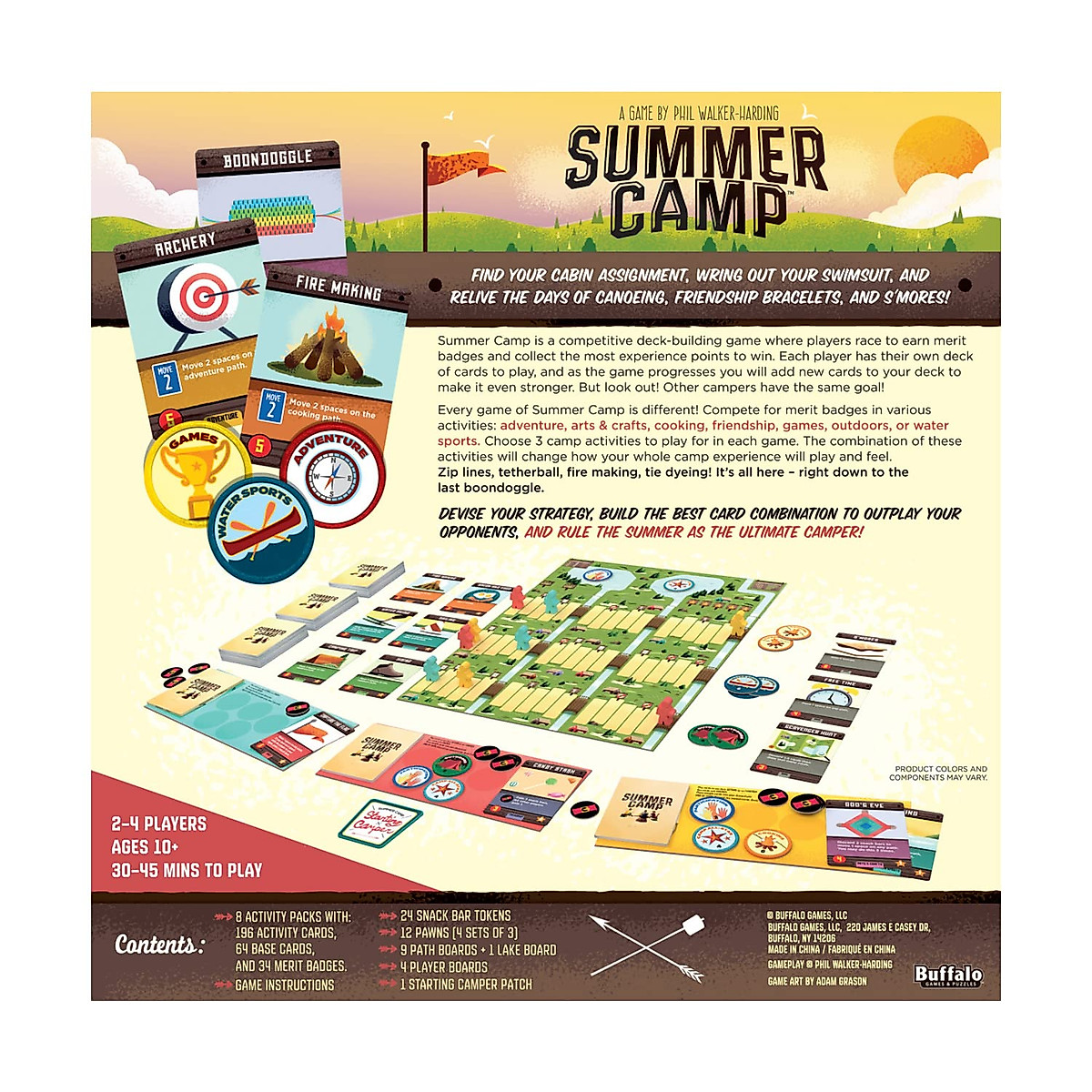Buffalo Games - Summer Camp - Competative Family Game Night Game - Deck Building Racing Game - Classic Summer Camp Activities - Ages 10 and Up