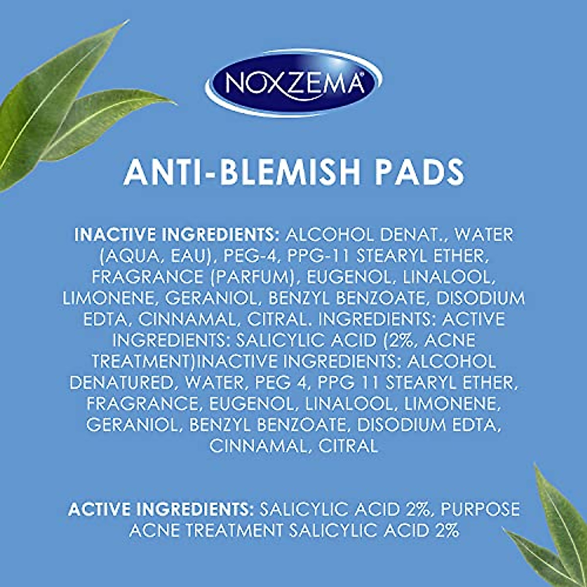 Noxzema Ultimate Clear Face Pads Clears & Prevents Acne Anti-Blemish Made with Over 60% Alcohol 90 Count