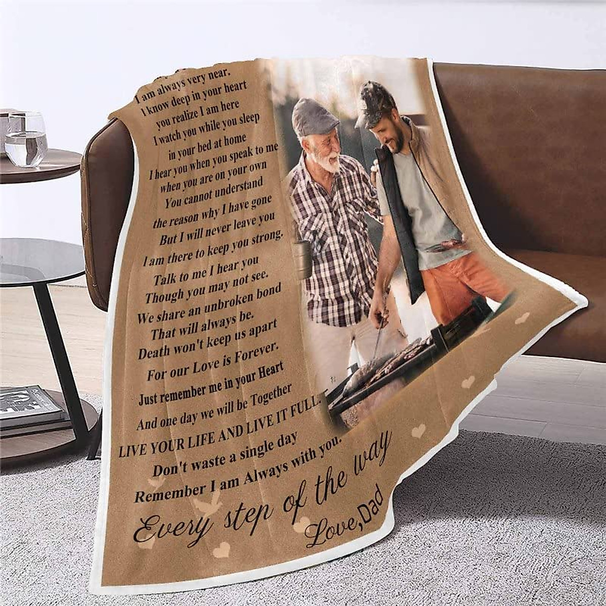 D-Story Custom Memorial Blankets with Photos for Loss of Mother Dad in Heaven, Made in USA, Personalized Sympathy Bereavement Angel Blanket for Funeral | I Never Left You | in Loving Memory Gift
