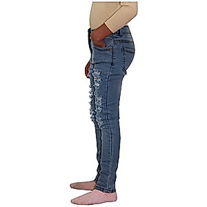 A2Z 4 Kids Girls Denim Ripped Jeans Mid Blue Comfort Skinny Stretch - Girls Jeans JN28 Mid Blue_11-12