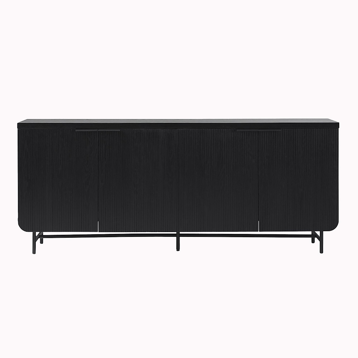 Walker Edison Scandinavian Grooved 4-Door Sideboard, 69 Inch, Black
