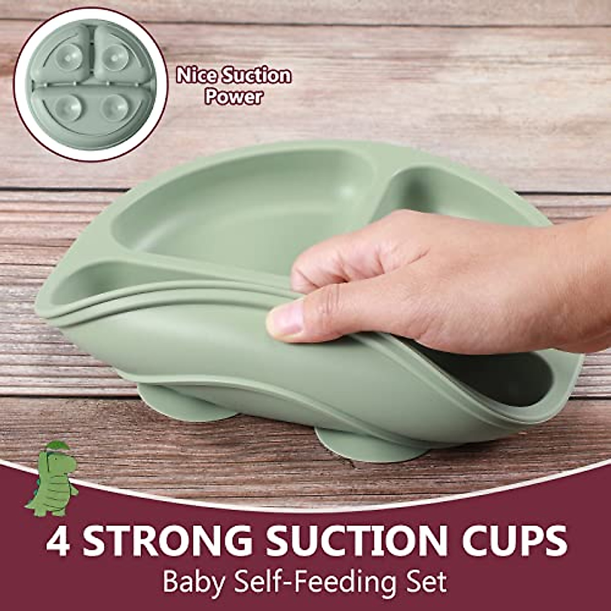 18 Pcs Baby Suction Plates Toddler Divided Plate Set Silicone Baby Plates with Forks and Spoons Baby Plates with Suction Toddler Utensils for Baby Kids Dishwasher Microwave Safe (Macaron Color)