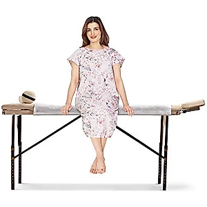 NY Threads Hospital Gown, Soft and Stylish Patient Gown (Small-Medium, White Rose - Pink)