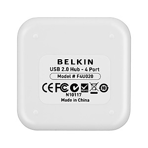 Belkin 4-Port USB Hub - Powered Desktop USB Docking Station - USB Adapter supports USB A, USB 2.0 and USB 1.1 - USB Charging Hub - USB Splitter for USB Drives, Keyboards and Mice - Powered USB Hub