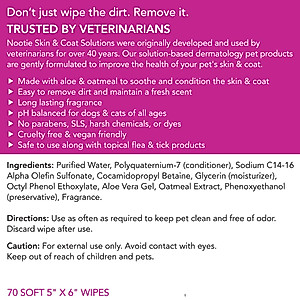 Nootie Waterless Shampoo Wipes for Dogs & Cats - Long Lasting Japanese Cherry Blossom Fragrance - Sold in Over 10,000 Vet Clinics and Pet Stores Worldwide, Made in USA - 70 Count