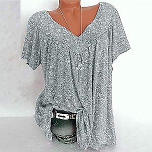 DASAYO Women 2023 Summer Dressy Casual Tops Blouses V-Neck Loose Fit Fashion Going Out Shirt Tunic Flowy Trendy Clothes