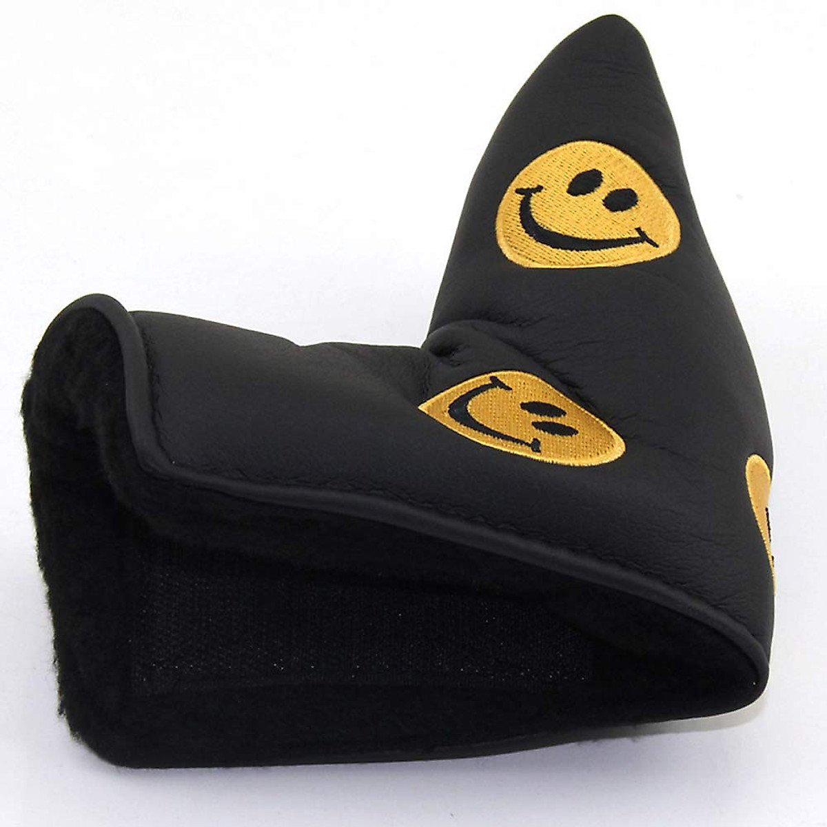 DBYAN Smile Face LIMITED EDITION Golf Blade Putter Covers Head cover for Scotty Cameron Odyssey Callaway Taylormade Titleist Ping Mizuno Cobra,Black/yellow (Black/Yellow)