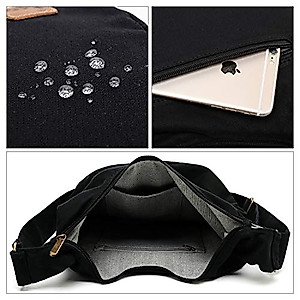 Hippie Crossbody Bag Top Zip Retro Canvas Sling Bag Jacquard cloth Handmade Bags (Black)