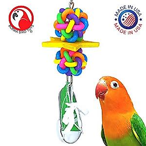 Bonka Bird Toys 1356 Star Sneaker Rubber Chew Wood Cotton Parrot Quaker Parrotlet Budgie Cockatiel