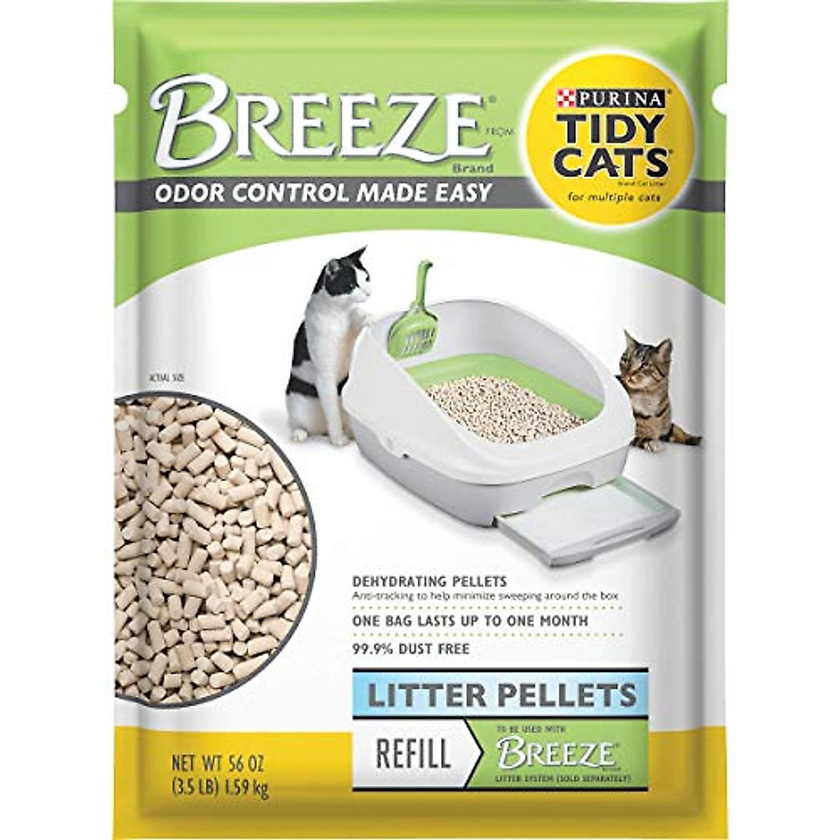 Purina Tidy Cats Litter, Breeze Litter Pellets to be Used with Breeze Litter System, Prevents Dust and Tracking, 3.5 LB Each (Pack of 2)