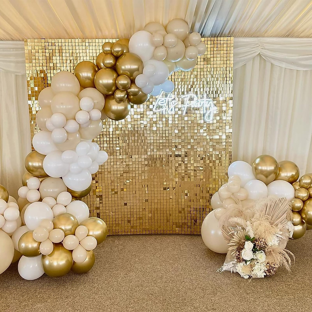 PatiCool Metallic Gold Balloons - 12 inch 100pcs Latex - Chrome Gold Balloons with 2 Ribbons, Golden Balloons for Birthday Party, Graduations, Wedding, Baby Shower Decorations