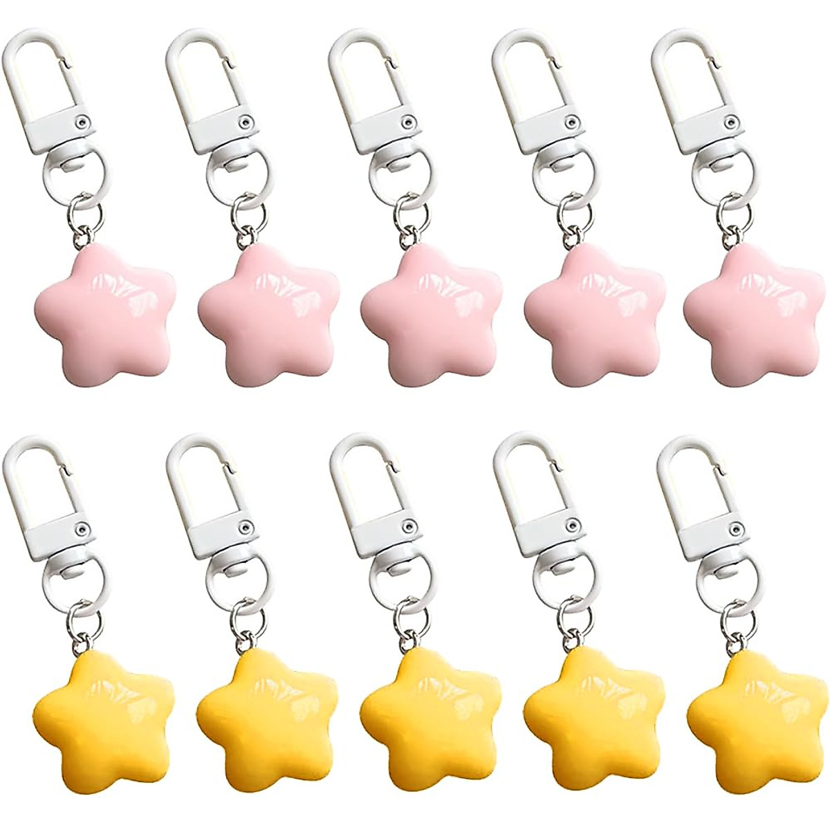 10pcs Chubby Star Key Chains for Car Keys Star Keychain Accessories Cute Keychains for Women Bag Charm Backpack Charms Key Ring Car Key Chain Small Key Rings Snap Keyrings Kawaii Keyring Kids Gifts