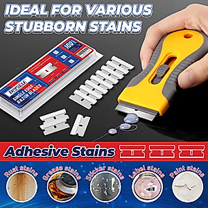 DIYSELF Single Edge Razor Blades, 100 Blades, Razor Blades Refiils for Razor Scraper, Utility Knife, Heavy Duty One Edge Razor Blades, High Carbon Steel Razor Blades for Removing Decals, Stickers
