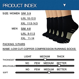 Iseasoo Copper Compression Socks for Men & Women Circulation-Ankle Plantar Fasciitis Socks Support for Athletic Running
