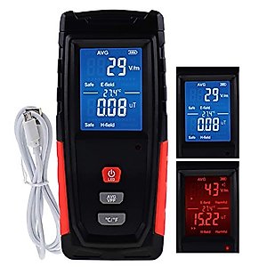 EMF Meter Digital Electromagnetic Field Radiation Detector with Sound Light Alarm Function, Rechargeable Handheld EMF Tester for Electric Magnetic Field Inspection, Home, Office and Ghost Hunting