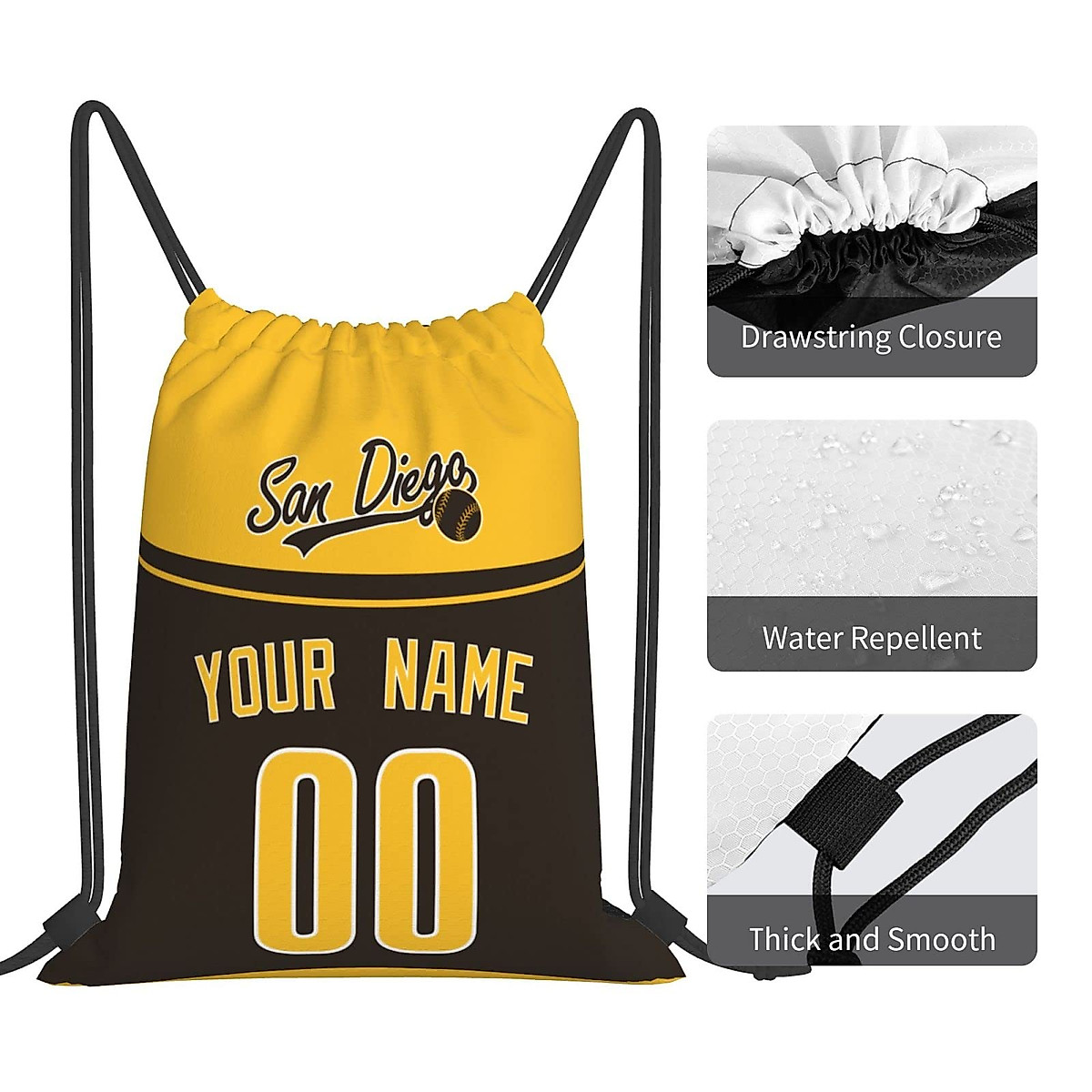 INAOO Drawstring Bags San Diego Personalized Backpack Gifts for Men Women