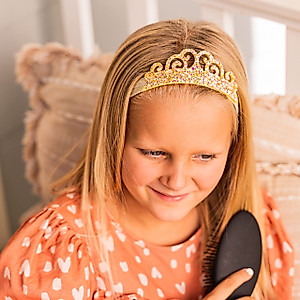 FROG SAC 4 Glitter Tiara Headbands for Girls, Elastic Princess Crown Hair Bands for Toddlers, Stretch Sparkly Hair Accessories for Toddler Girl Children