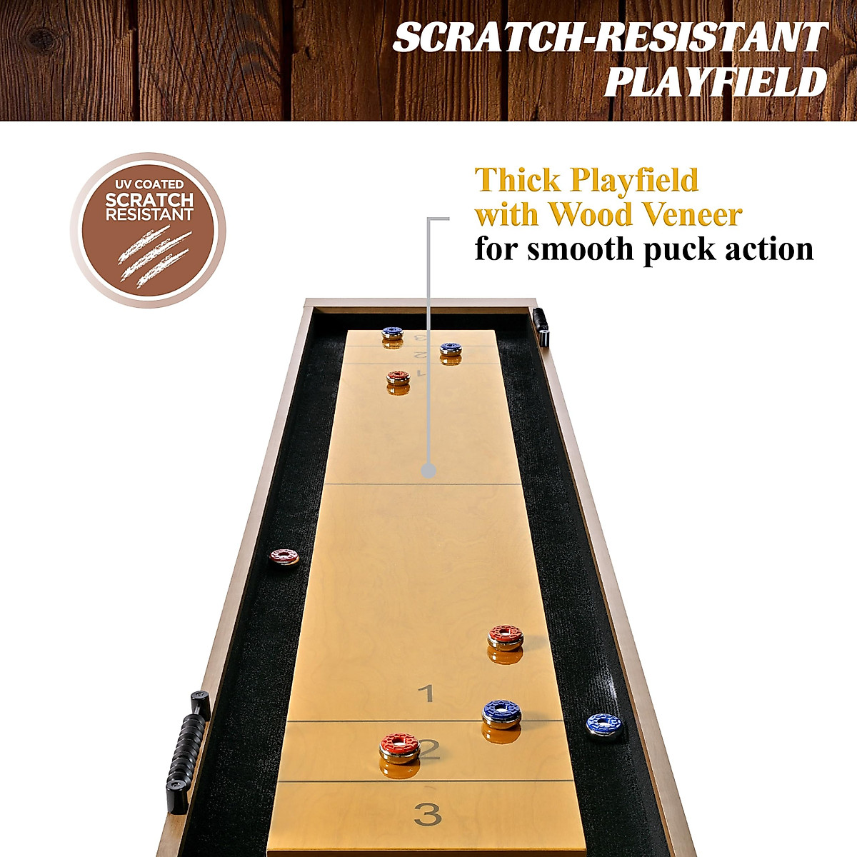 Barrington Billiards 9' Urban Shuffleboard Table with Scratch-Resistant Playfield and 8 Puck Set