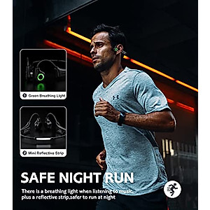 NAGFAK Bone Conduction Headphones Bluetooth Open Ear Running Headset Wireless with Mic Headphones Sport IP67 Waterproof Headphone Built-in 16GB Memory Cool Breathing Light