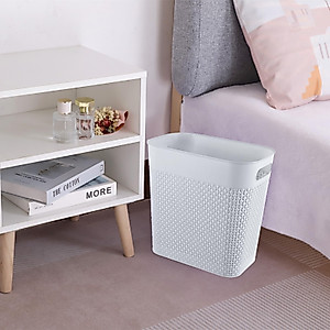 QPB Trash Can Plastic Trash Can Wastebaskets Garbage Bin Recycling Bin Slim Garbage Can Trash Bin with Handles for Narrow Space Bathroom Bedroom Laundry Home Kitchen Office (Large, Grey)