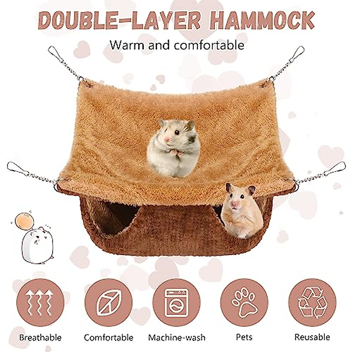 Jspupifip 2 Pcs Guinea Pig Ferret Rat Hammock,Hamster Accessories for Cages,13.3x13.3 Inches,Hanging Bunkbed Hammock for Small Animals,Kitten,Squirrel,Chinchilla,Rat,Parrot,Guinea Pig Supplies