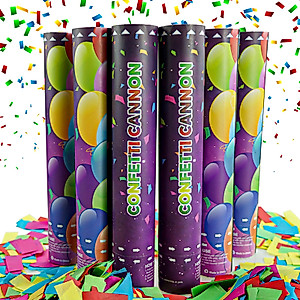 Biodegradable Confetti Cannon Party Poppers - 6 Pack Confetti Shooter for Birthday Graduation Wedding New Year’s Eve Celebration, Multicolor Large Confetti Cannon